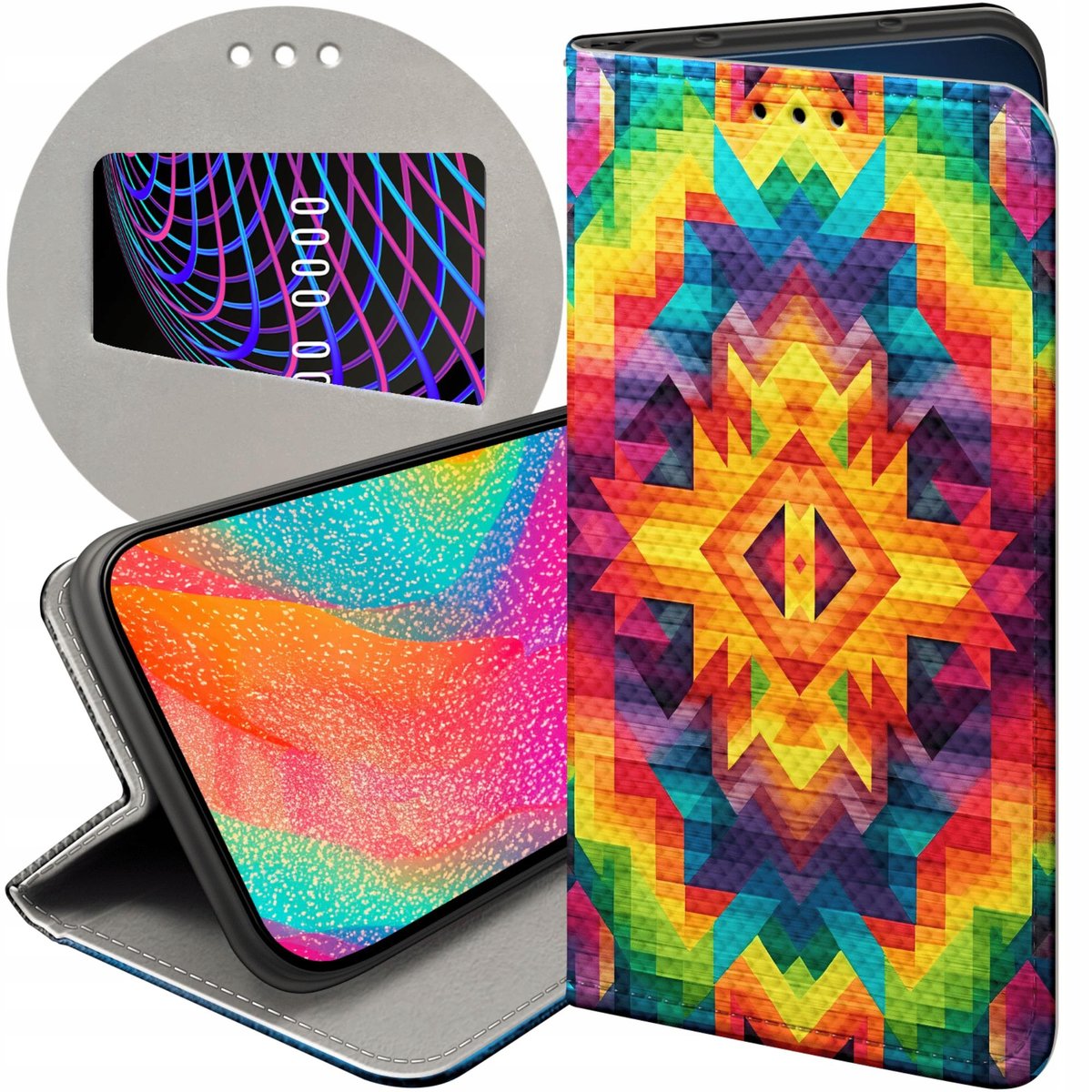 ETUI Z KLAPKĄ DO MOTOROLA EDGE 50 PRO WZORY AZTECKIE AZTEC AZTECY ...