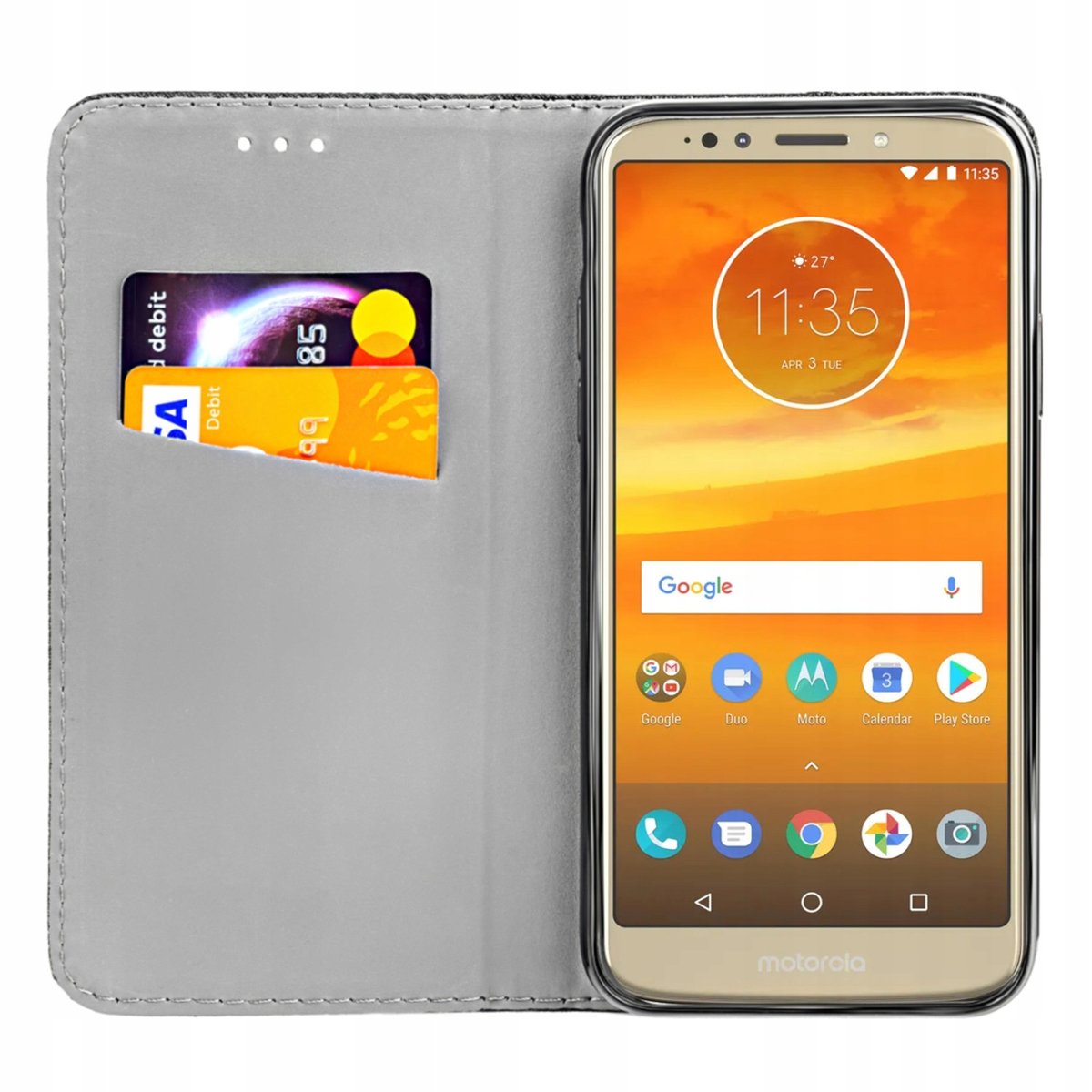 Etui Z Klapką Do Motorola Moto E5 Plus Czarne Zamykane Magnetyczne ...