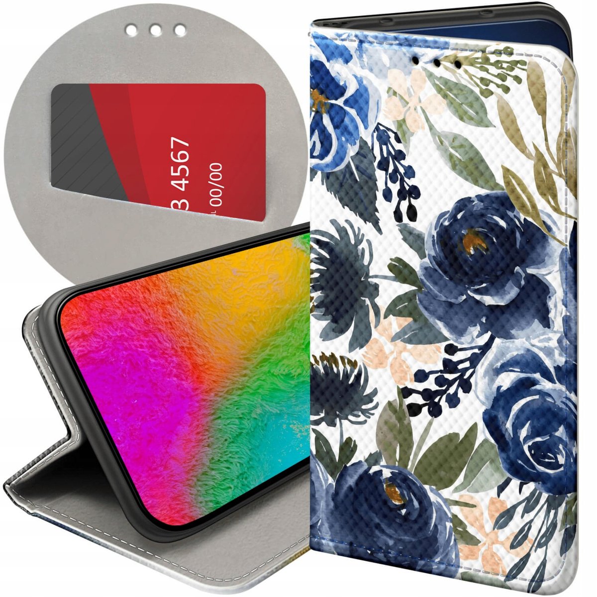 ETUI Z KLAPKĄ DO NOKIA 5.4 WZORY KWIATY KWIECISTE FLOWER FUTERAŁ ...