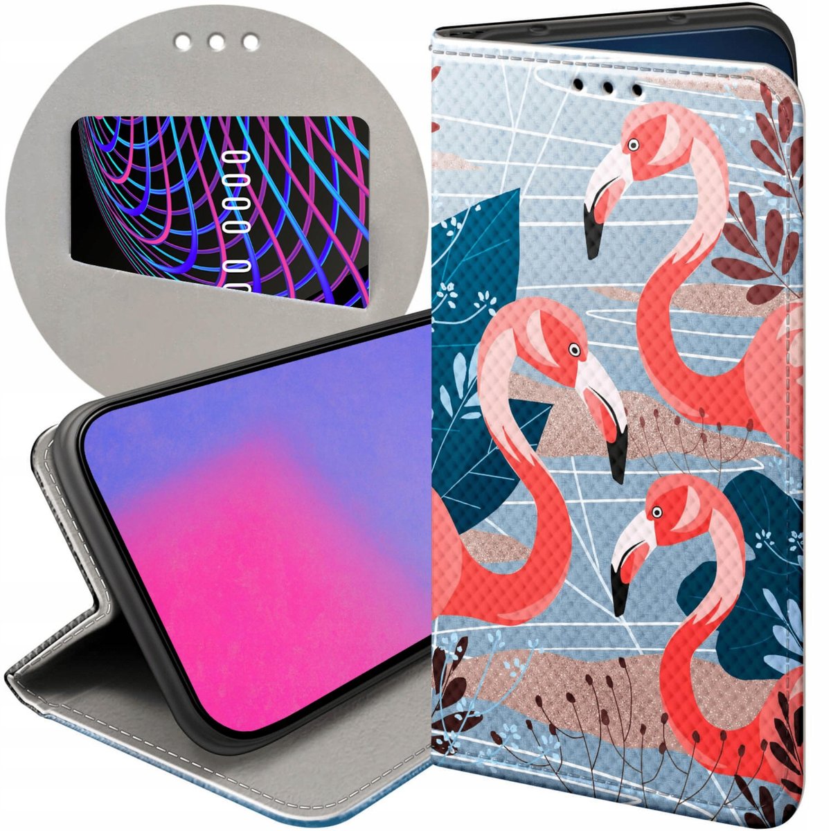 ETUI Z KLAPKĄ DO NOKIA G10 / G20 WZORY FLAMING FLAMINGI PTAKI FUTERAŁ ...