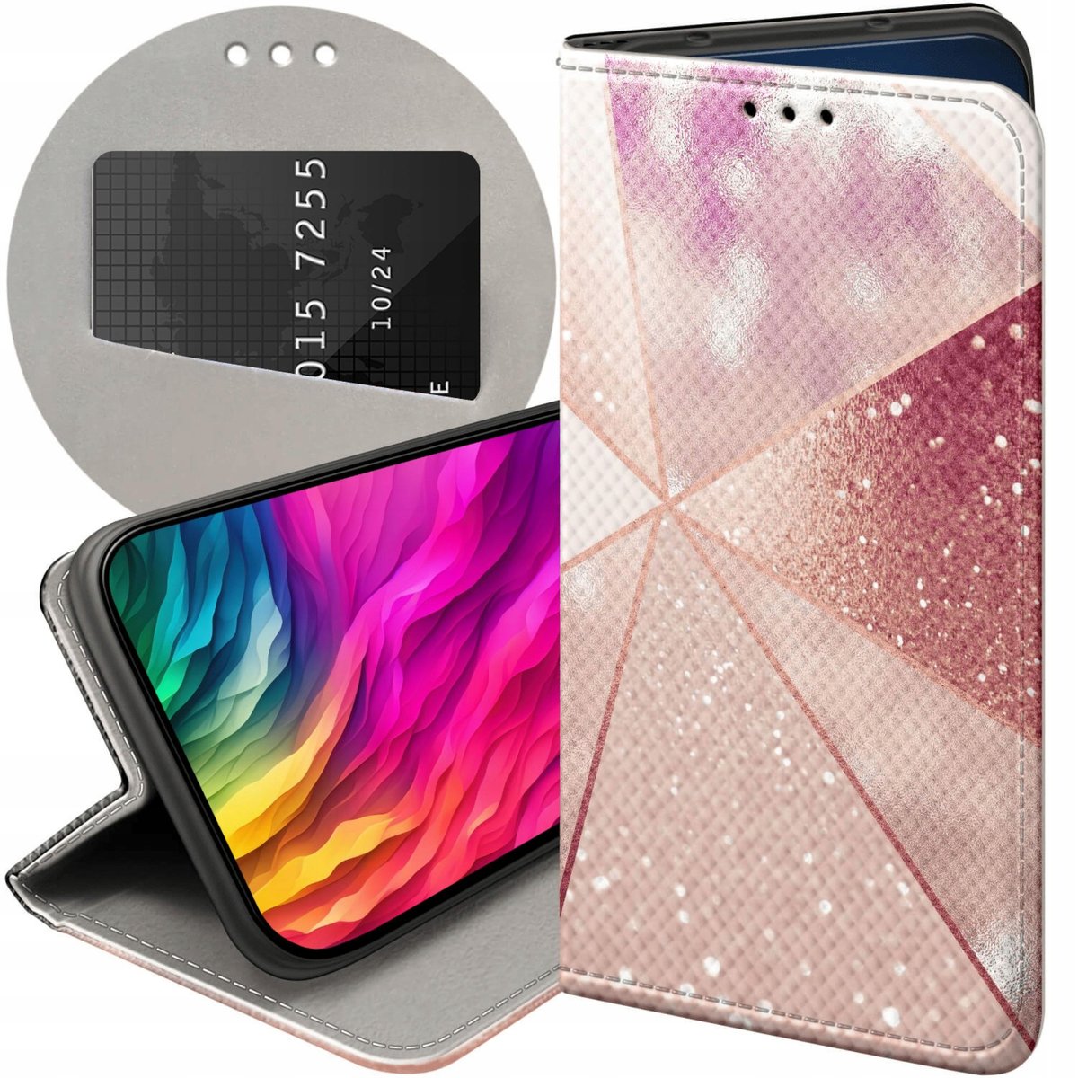 ETUI Z KLAPKĄ DO NOKIA G10 / G20 WZORY RÓŻOWE ZŁOTO RÓŻ FUTERAŁ ...