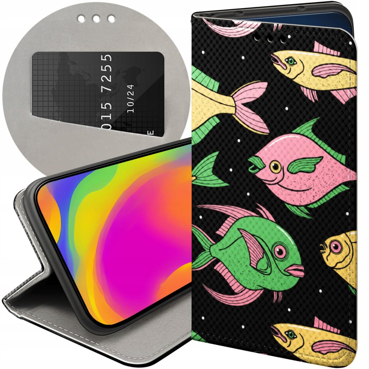 ETUI Z KLAPKĄ DO NOKIA G10 / G20 WZORY RYBY RYBKI FISH FUTERAŁ ...