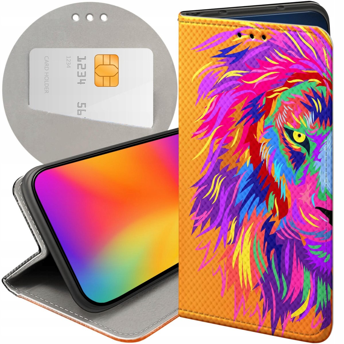 ETUI Z KLAPKĄ DO NOKIA G11 / G21 WZORY NEONOWE NEON JASKRAWE FUTERAŁ ...