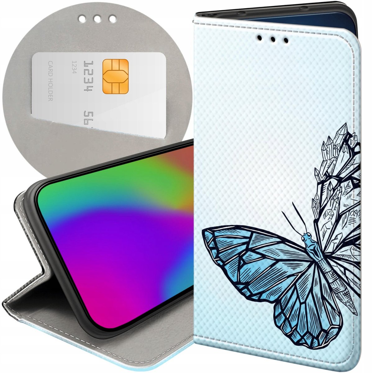 ETUI Z KLAPKĄ DO NOKIA G60 WZORY MOTYLE BUTTERFLY BARWNE FUTERAŁ ...