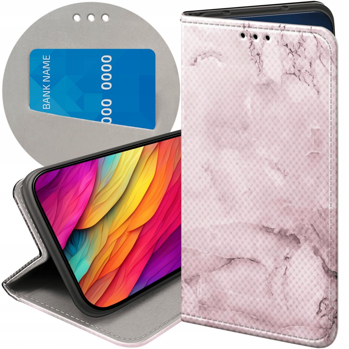 ETUI Z KLAPKĄ DO NOKIA G60 WZORY RÓŻOWE GOLDEN ROSE PUDROWY RÓŻ FUTERAŁ ...