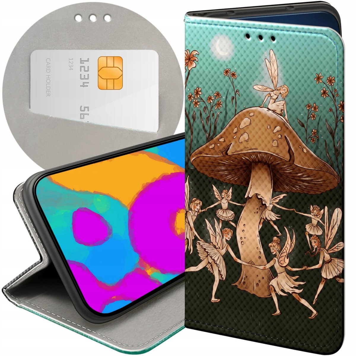 ETUI Z KLAPKĄ DO OPPO A57 2022 WZORY FANTASY MAGIC WRÓŻKA FUTERAŁ ...