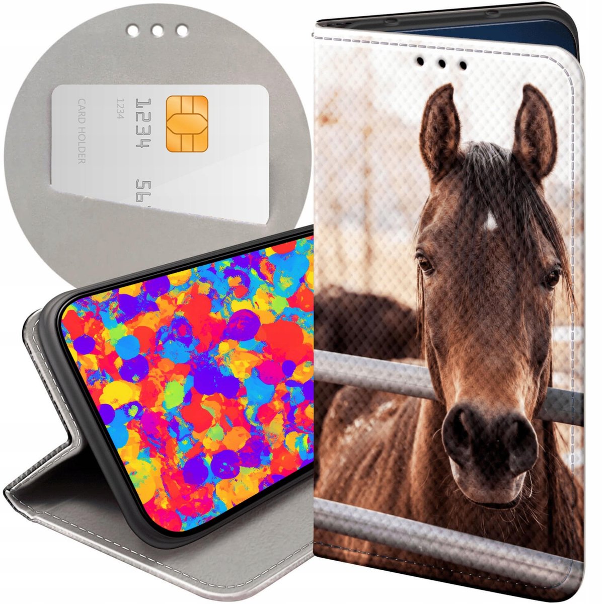 ETUI Z KLAPKĄ DO REALME C67 4G WZORY KONIE KUCE PEGAZY FUTERAŁ ...