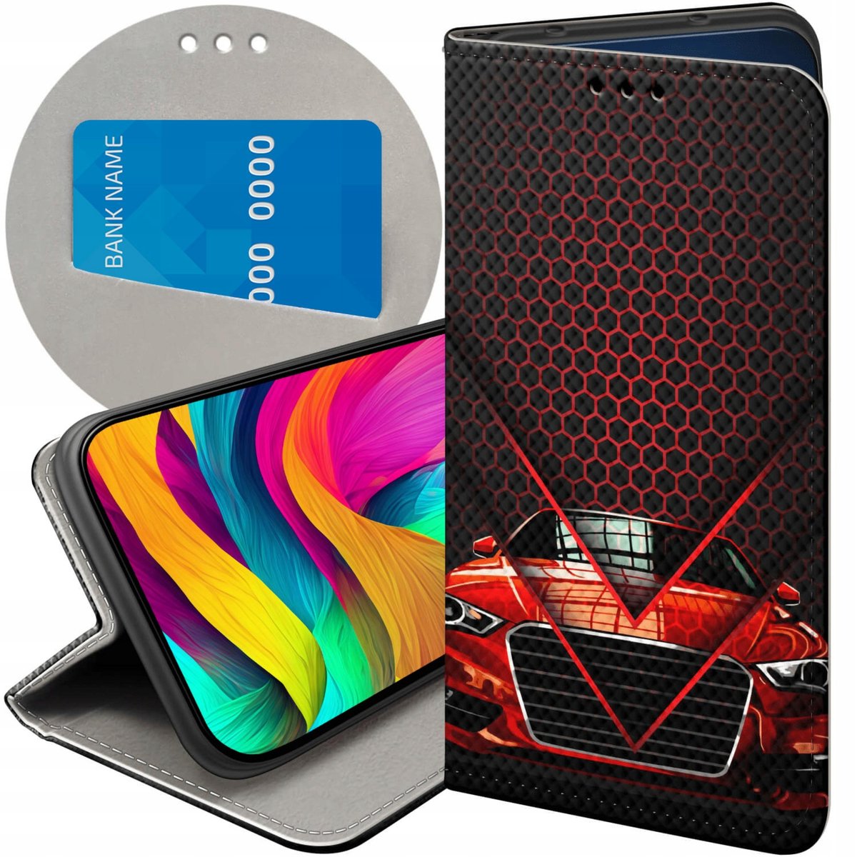 ETUI Z KLAPKĄ DO SAMSUNG GALAXY A05 WZORY AUTO MOTOR POJAZDY SAMOCHODY ...