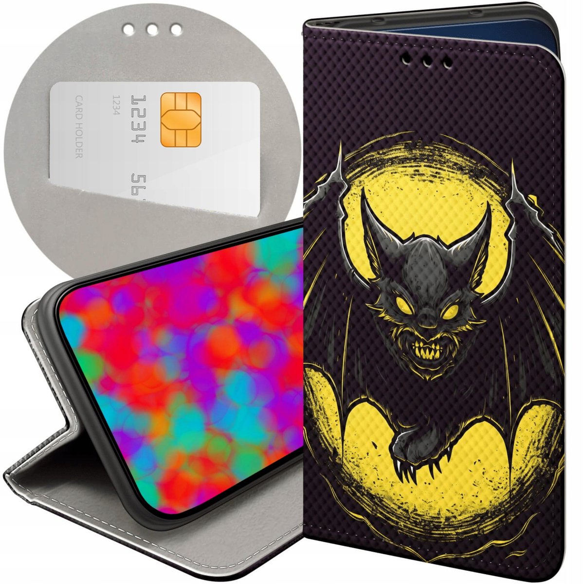 ETUI Z KLAPKĄ DO SAMSUNG GALAXY A05 WZORY NIETOPERZ BAT FUTERAŁ ...