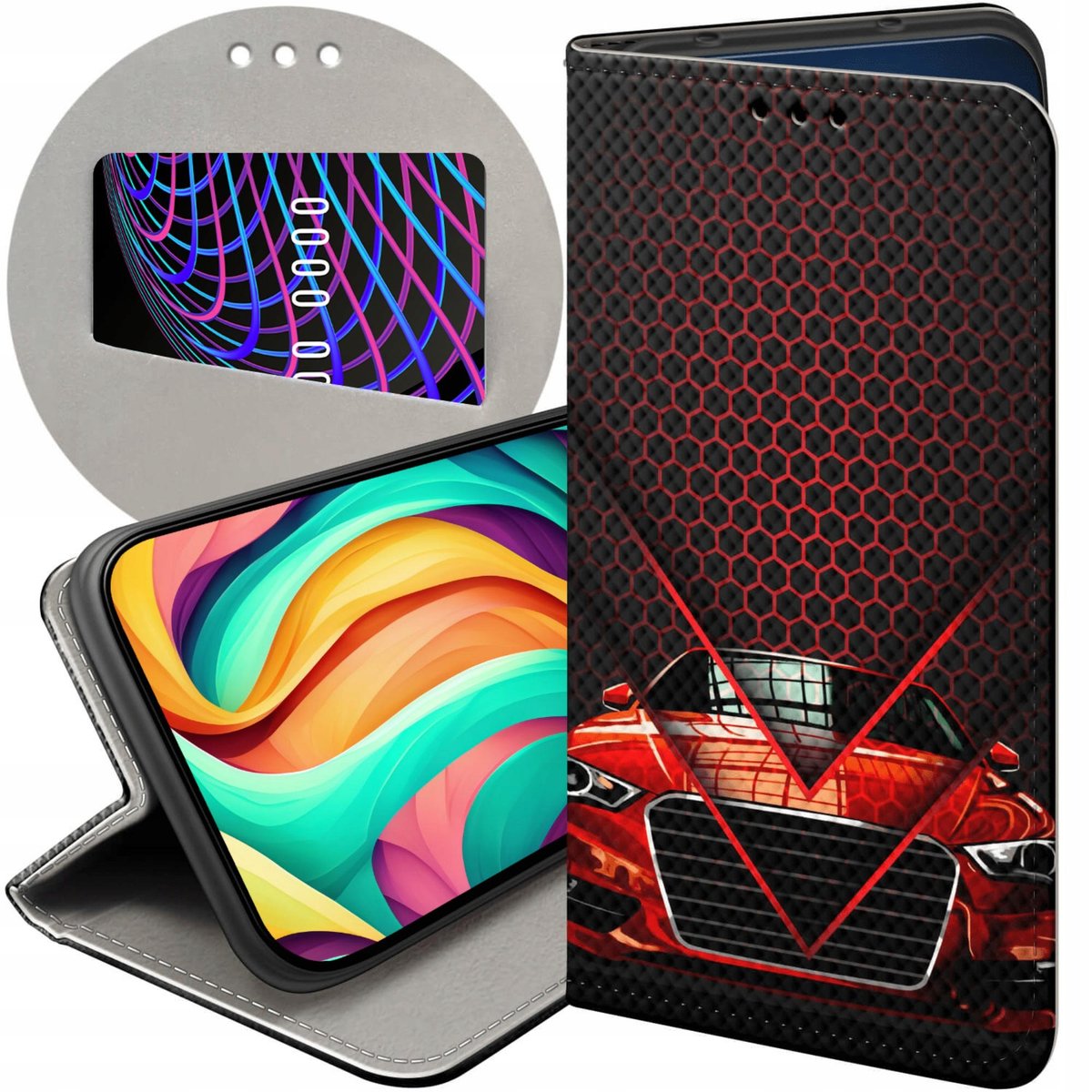 ETUI Z KLAPKĄ DO SAMSUNG GALAXY A73 5G WZORY AUTO MOTOR POJAZDY ...