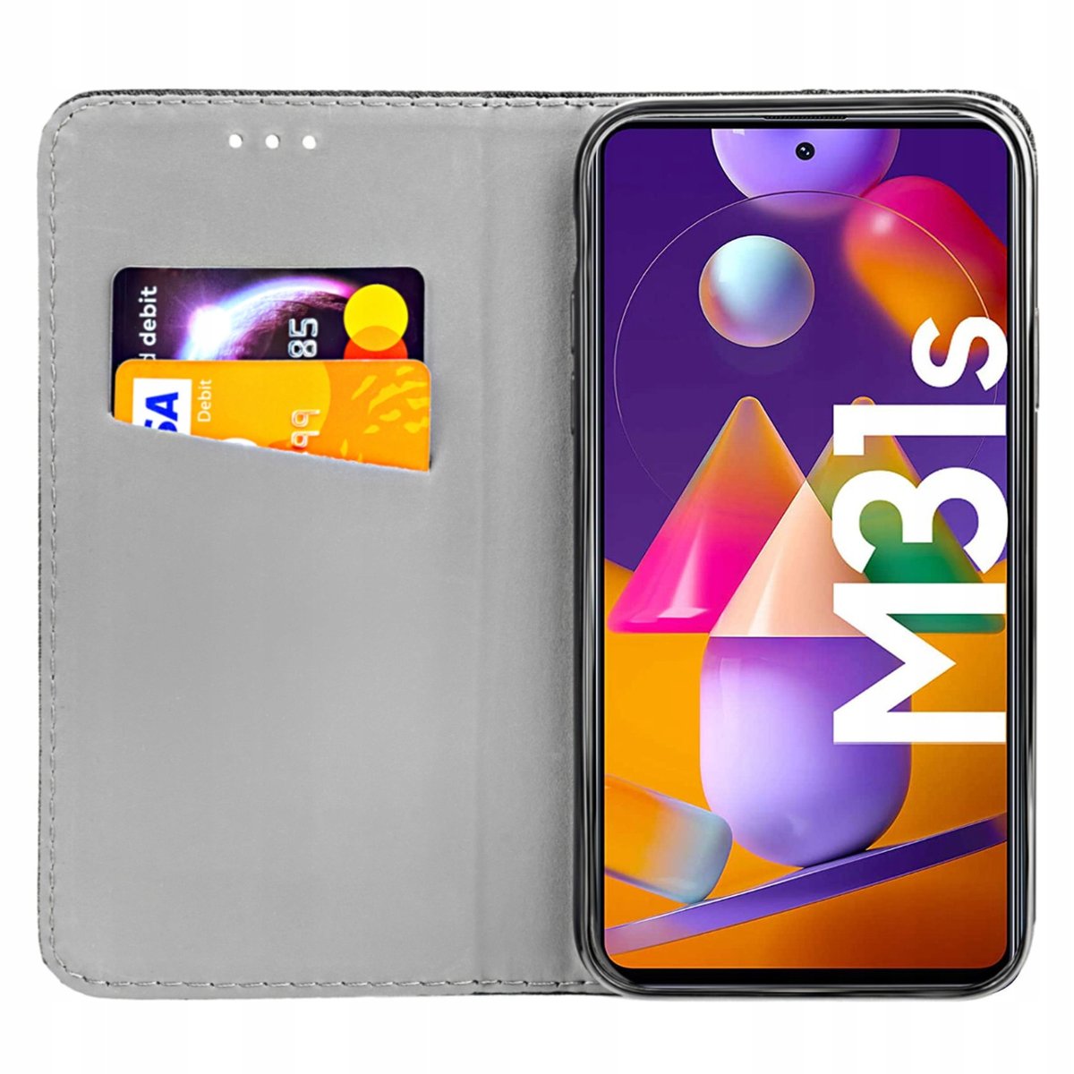 Etui Z Klapk Do Samsung Galaxy M31S Czarne Zamykane Magnetyczne Kabura