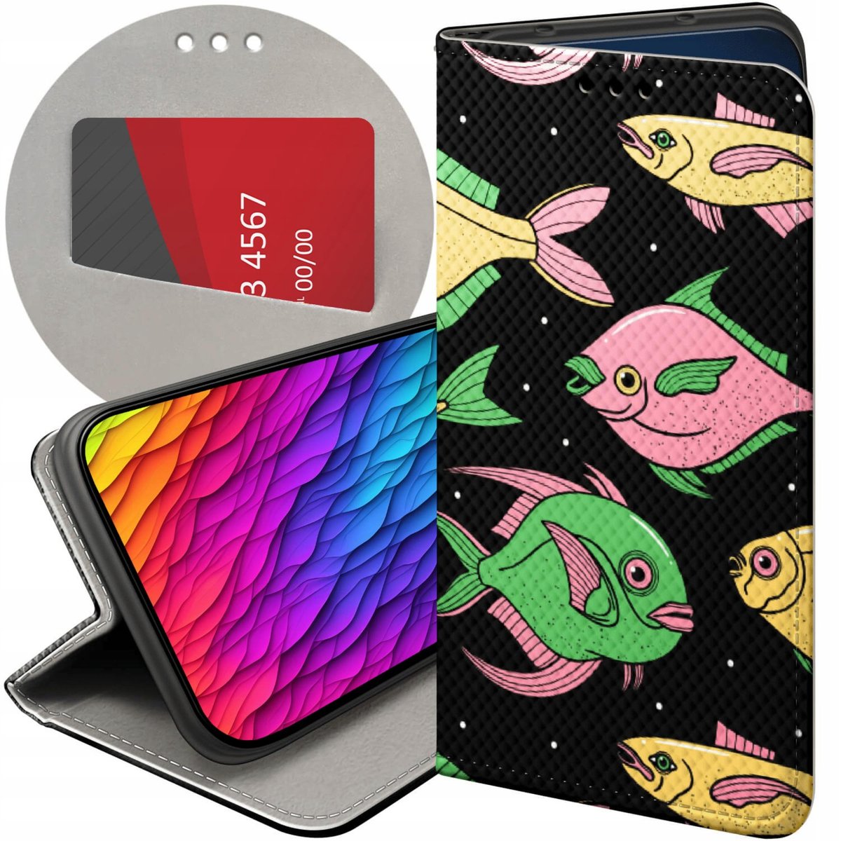 ETUI Z KLAPKĄ DO SAMSUNG GALAXY S21 ULTRA WZORY RYBY RYBKI FISH FUTERAŁ ...