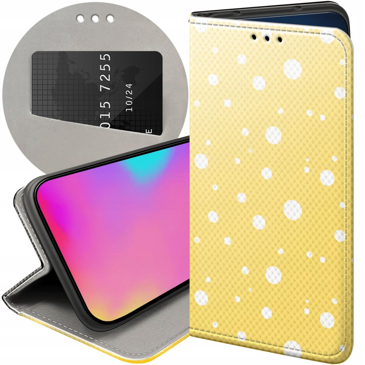 ETUI Z KLAPKĄ DO SAMSUNG GALAXY S24 ULTRA WZORY KROPKI GROCHY BOKEH ...