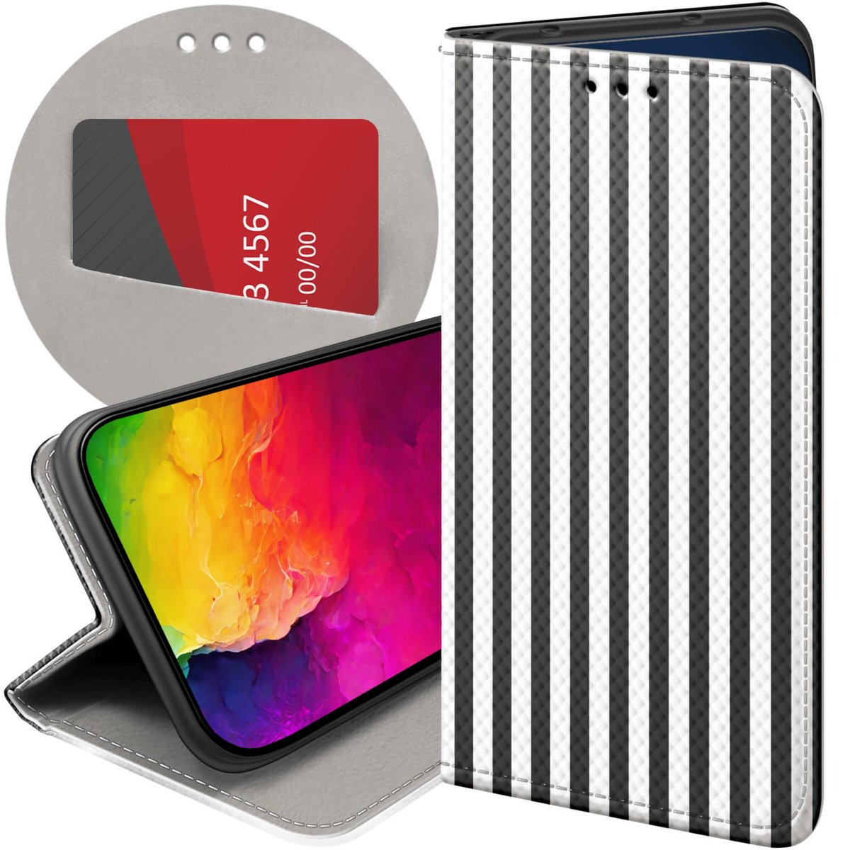 Etui Z KlapkĄ Do Samsung Galaxy S24 Ultra Wzory Paski Linie Fale