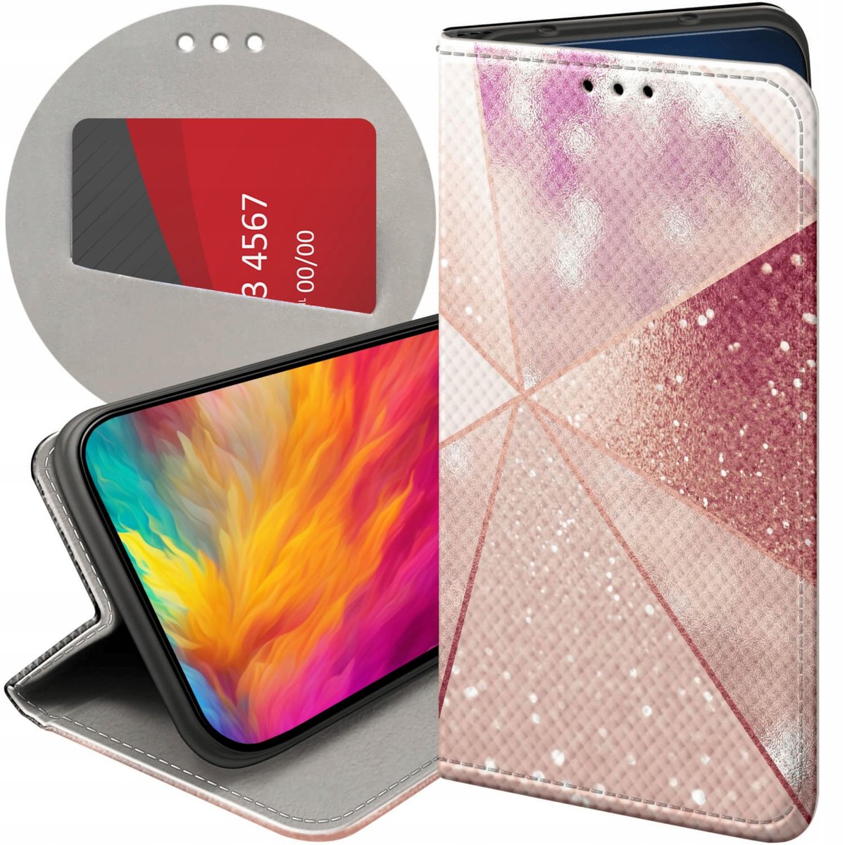 Etui Z KlapkĄ Do Samsung Galaxy S24 Ultra Wzory RÓŻowe ZŁoto RÓŻ
