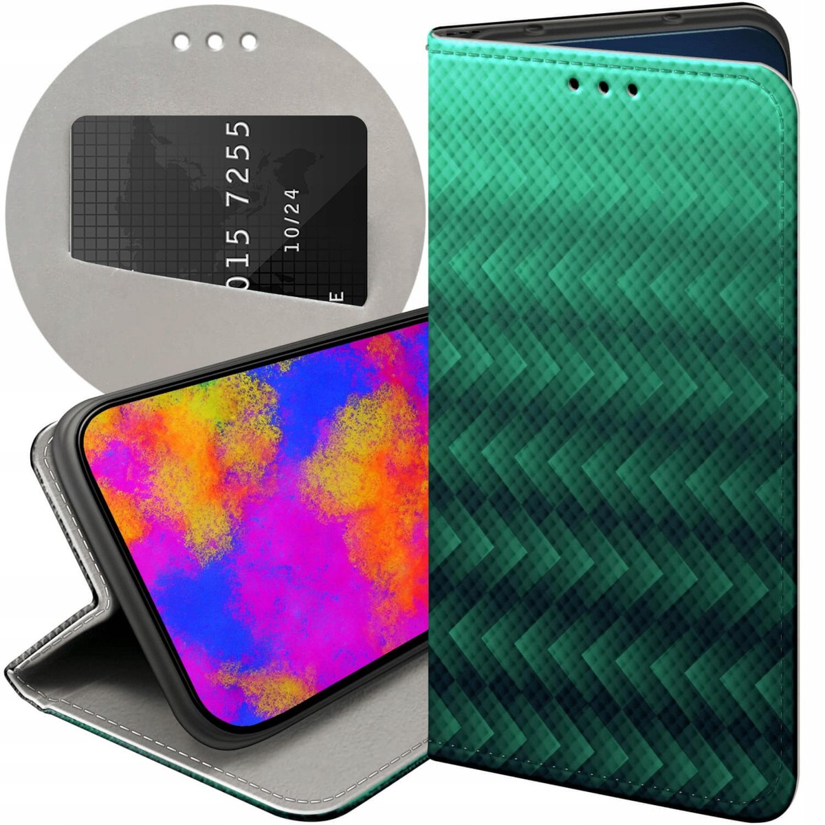 Etui Z KlapkĄ Do Samsung Galaxy S24 Ultra Wzory Zielone Grassy Green