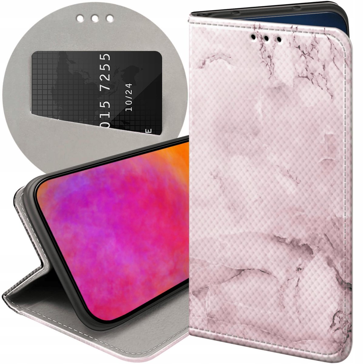 Etui Z KlapkĄ Do Samsung Galaxy S24 Wzory RÓŻowe Golden Rose Pudrowy