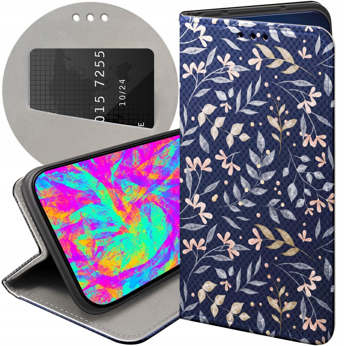 ETUI Z KLAPKĄ DO SAMSUNG GALAXY XCOVER 4 / 4S WZORY FLORAL BOTANIKA ...
