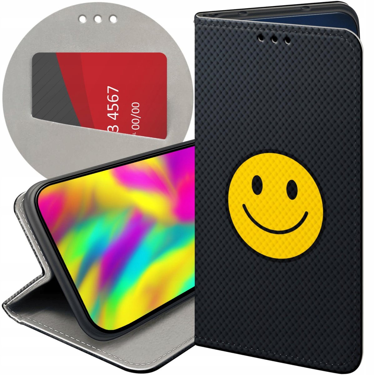 ETUI Z KLAPKĄ DO SAMSUNG GALAXY XCOVER 4 / 4S WZORY UŚMIECH SMILE EMOJI ...