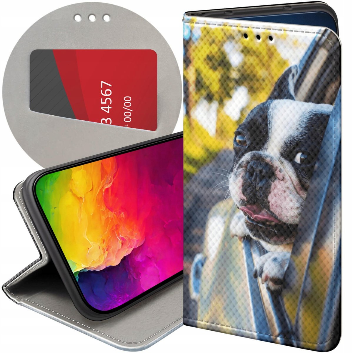 ETUI Z KLAPKĄ DO SONY XPERIA L1 WZORY MOPS BULDOG FRANCUSKI ANGIELSKI ...
