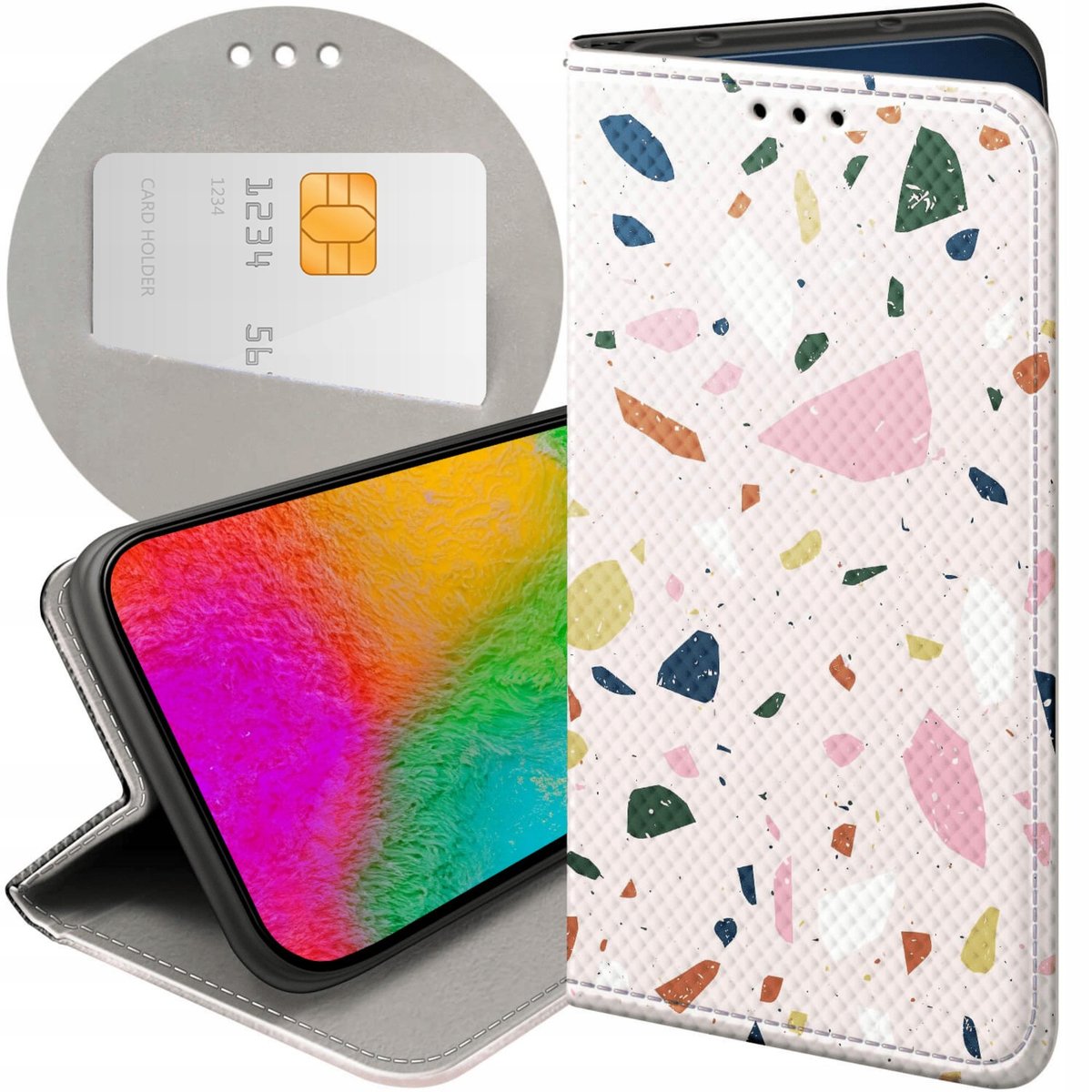 ETUI Z KLAPKĄ DO TECNO SPARK GO 2024 WZORY LASTRIKO TERRAZZO TERAKOTA ...