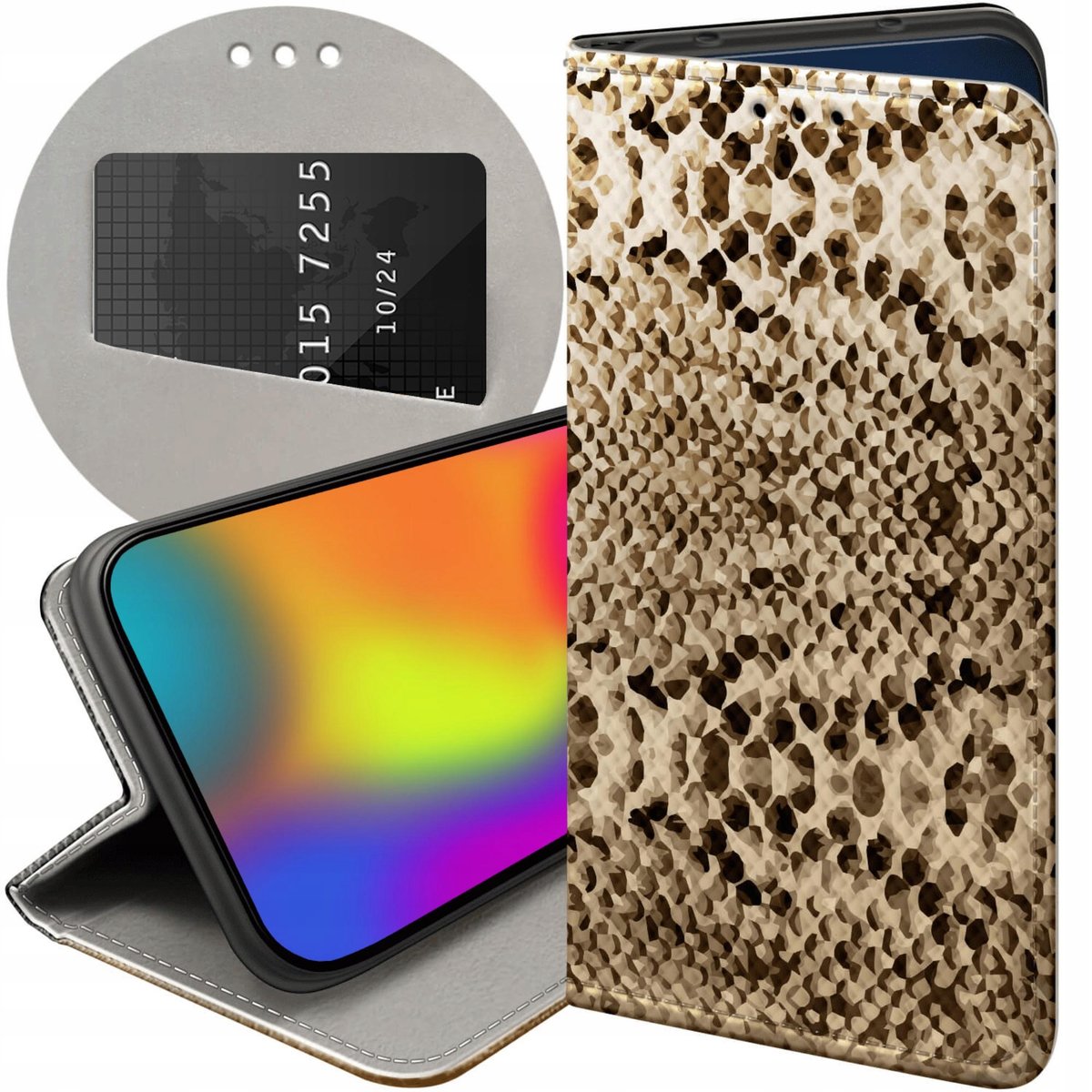 ETUI Z KLAPKĄ DO VIVO Y21 / Y21S / Y33S WZORY WĄŻ SKÓRA WĘŻA SNAKE ...