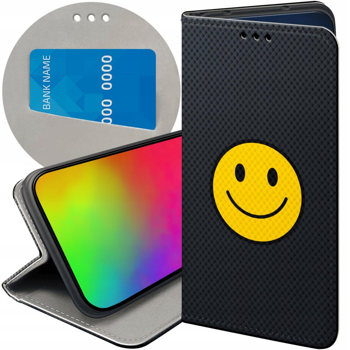 ETUI Z KLAPKĄ DO XIAOMI NOTE 9 PRO / NOTE 9S WZORY UŚMIECH SMILE EMOJI ...