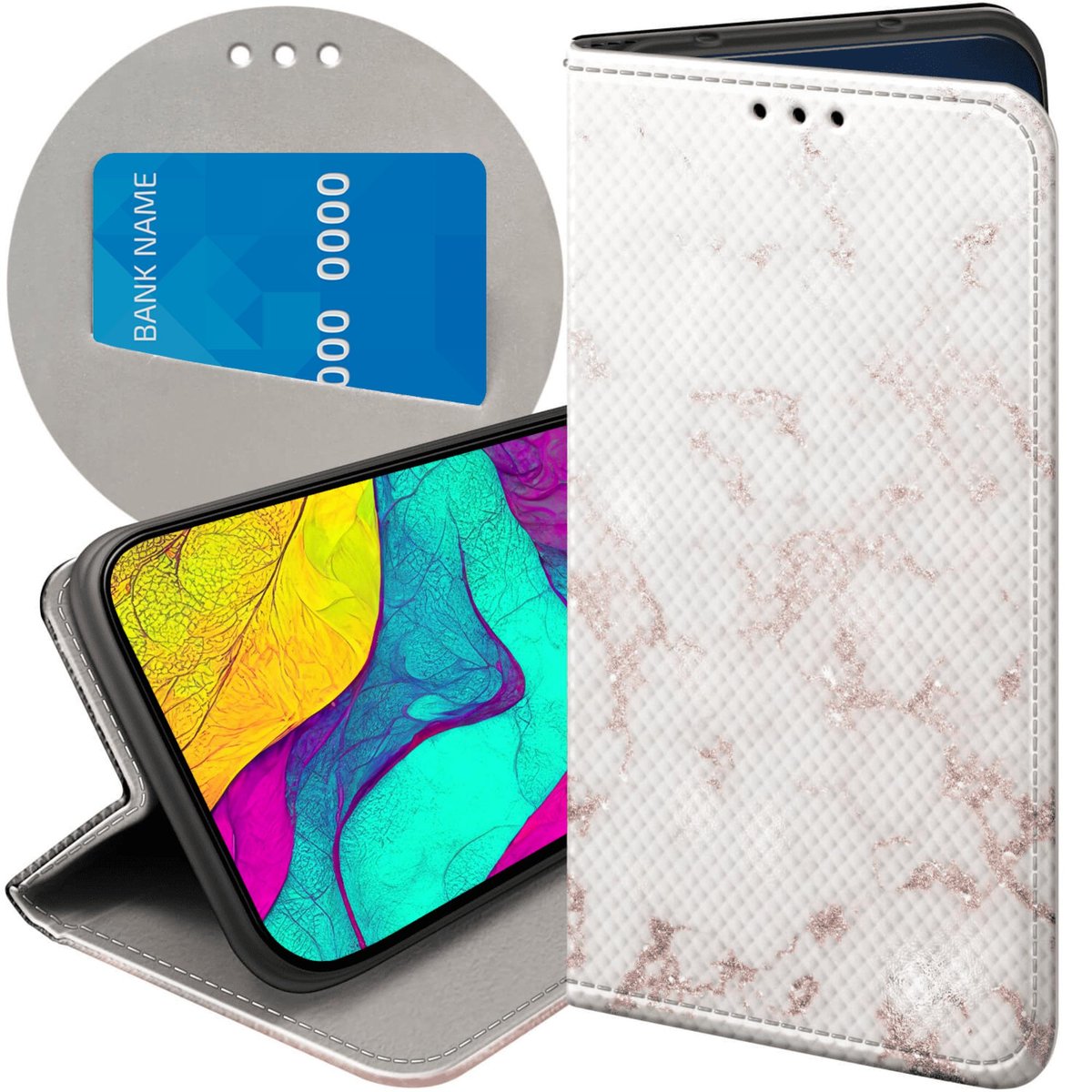 Etui z klapką do xiaomi redmi a3 4g wzory białe kamień kształty futerał ...