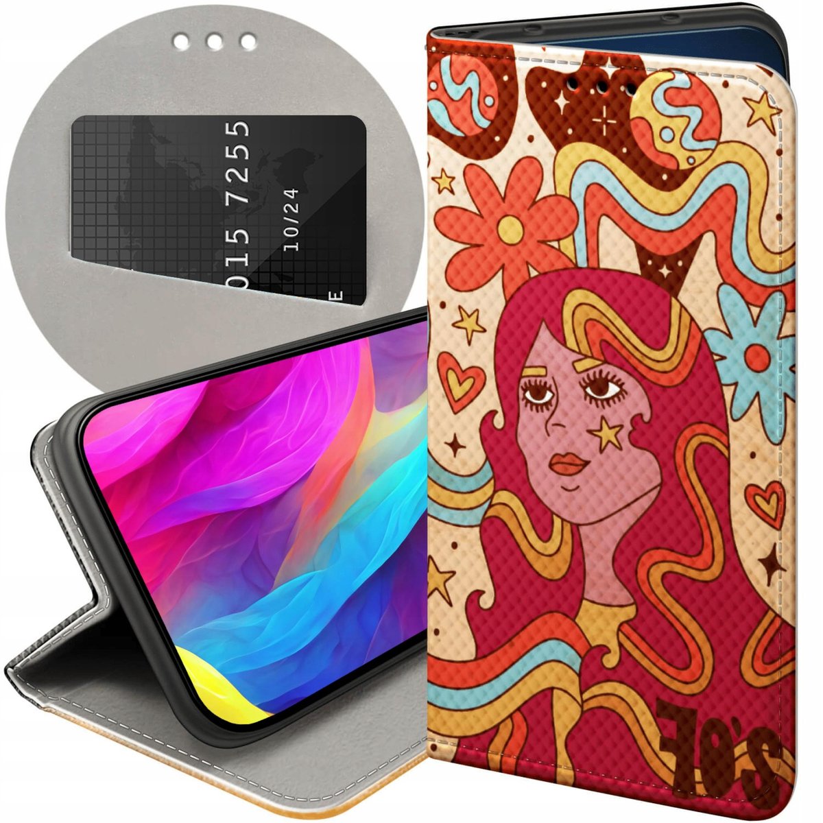 Etui z klapką do xiaomi redmi a3 4g wzory hippie peace hippisi futerał ...