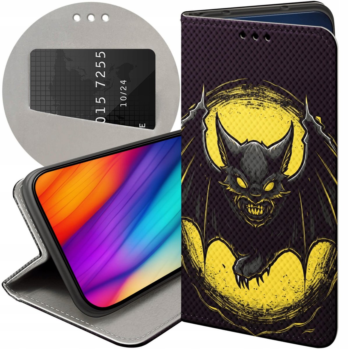 ETUI Z KLAPKĄ DO XIAOMI REDMI NOTE 10 WZORY NIETOPERZ BAT FUTERAŁ ...