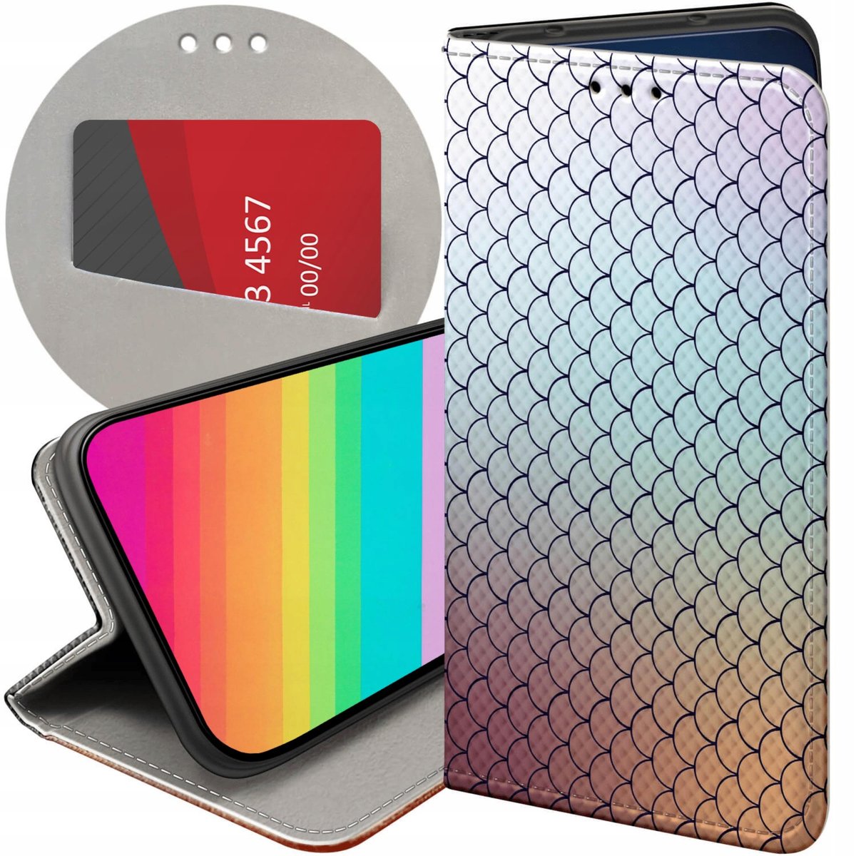 ETUI Z KLAPKĄ DO XIAOMI REDMI NOTE 10 WZORY OMBRE GRADIENT KOLORY ...