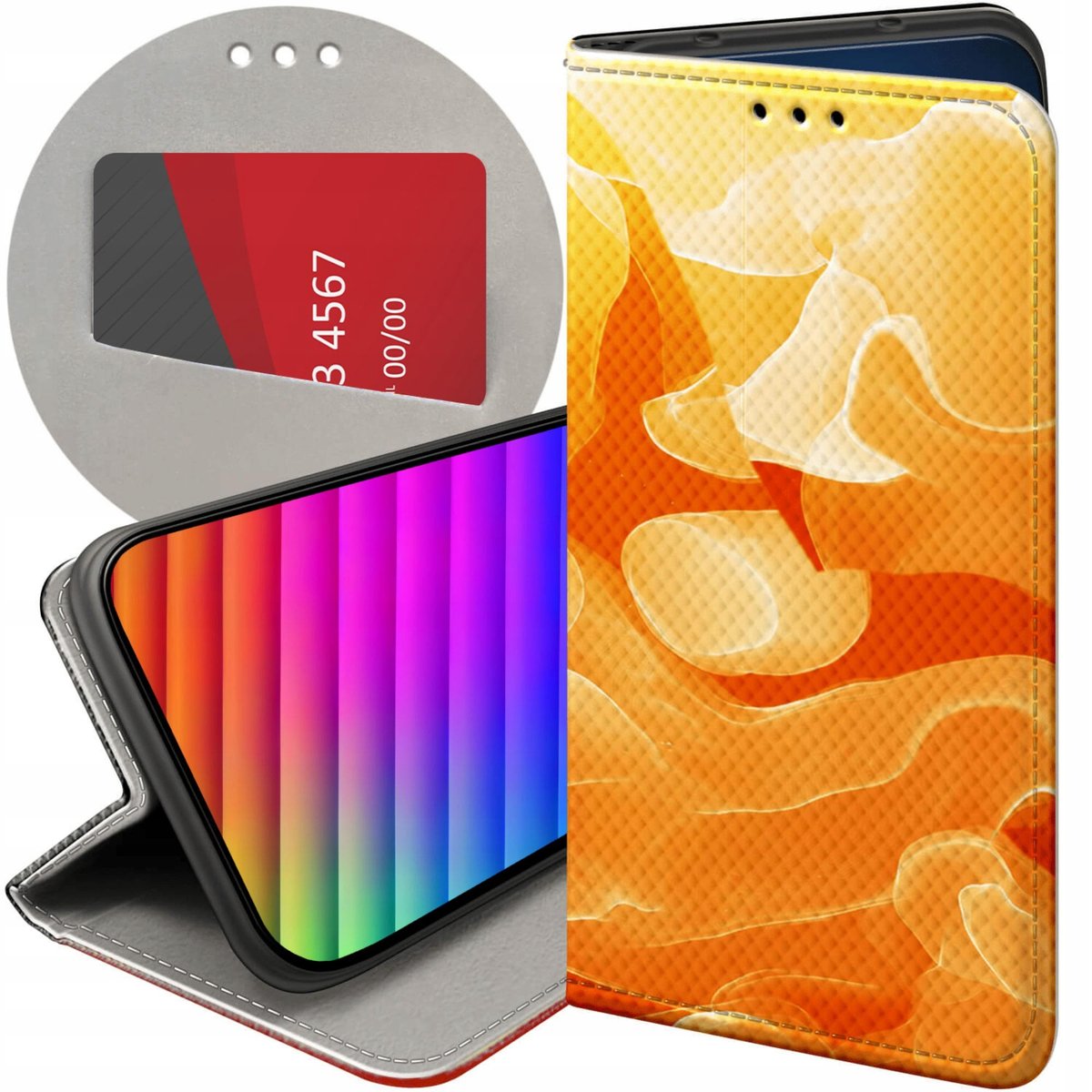 ETUI Z KLAPKĄ DO XIAOMI REDMI NOTE 10 WZORY POMARAŃCZOWE POMARAŃCZE ...