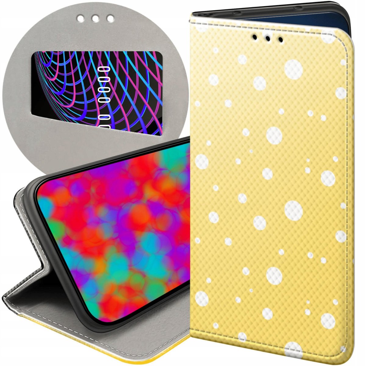 ETUI Z KLAPKĄ DO XIAOMI REDMI NOTE 12 PRO 5G WZORY KROPKI GROCHY BOKEH ...