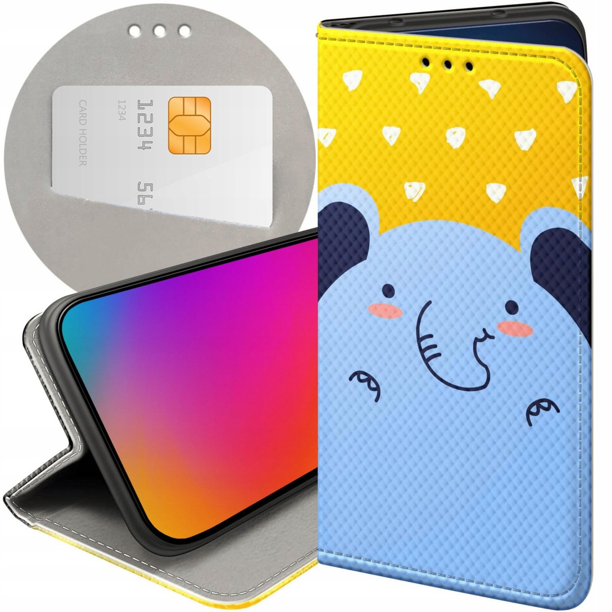 Etui z klapką do xiaomi redmi note 12 pro plus wzory słoń słonie ...