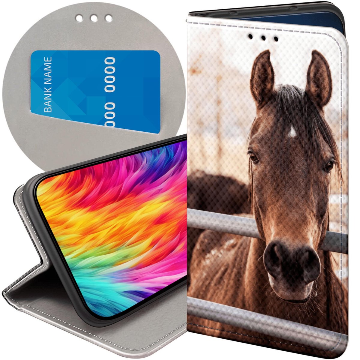 ETUI Z KLAPKĄ DO XIAOMI REDMI NOTE 8 PRO WZORY KONIE KUCE PEGAZY ...