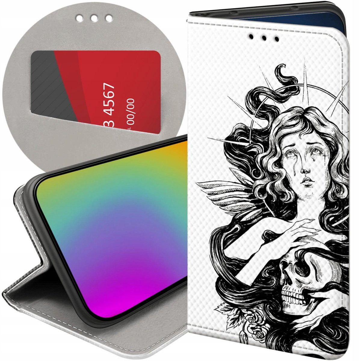 ETUI Z KLAPKĄ DO Y6S / Y6 PRIME 2019 / HONOR 8A WZORY ANIOŁ ANIOŁEK ...
