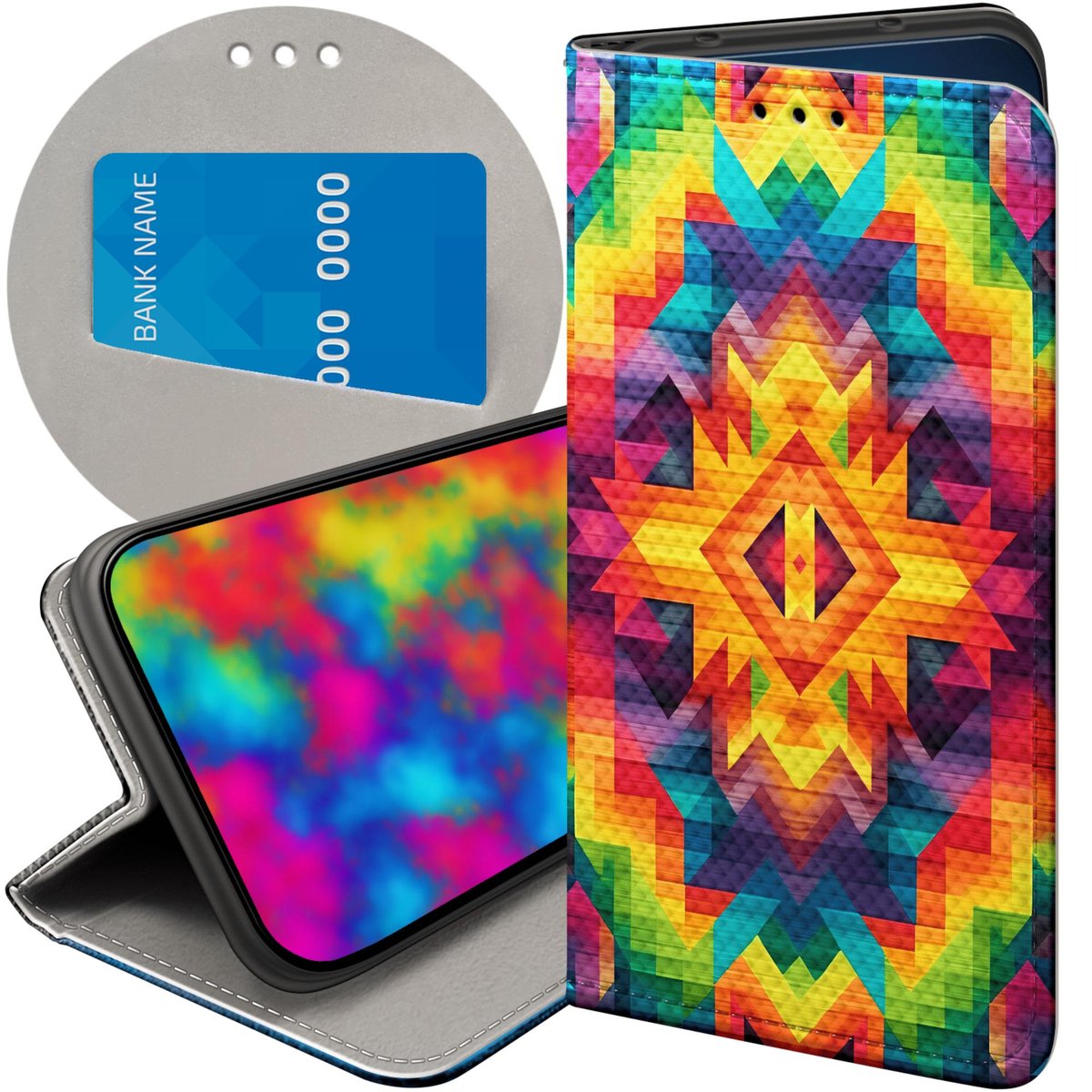 ETUI Z KLAPKĄ DO Y6S / Y6 PRIME 2019 / HONOR 8A WZORY AZTECKIE AZTEC ...