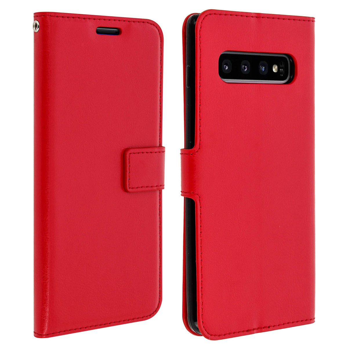 Etui z klapką i portfelem z serii Vintage do Samsunga Galaxy S10 Plus - czerwone - Avizar ...