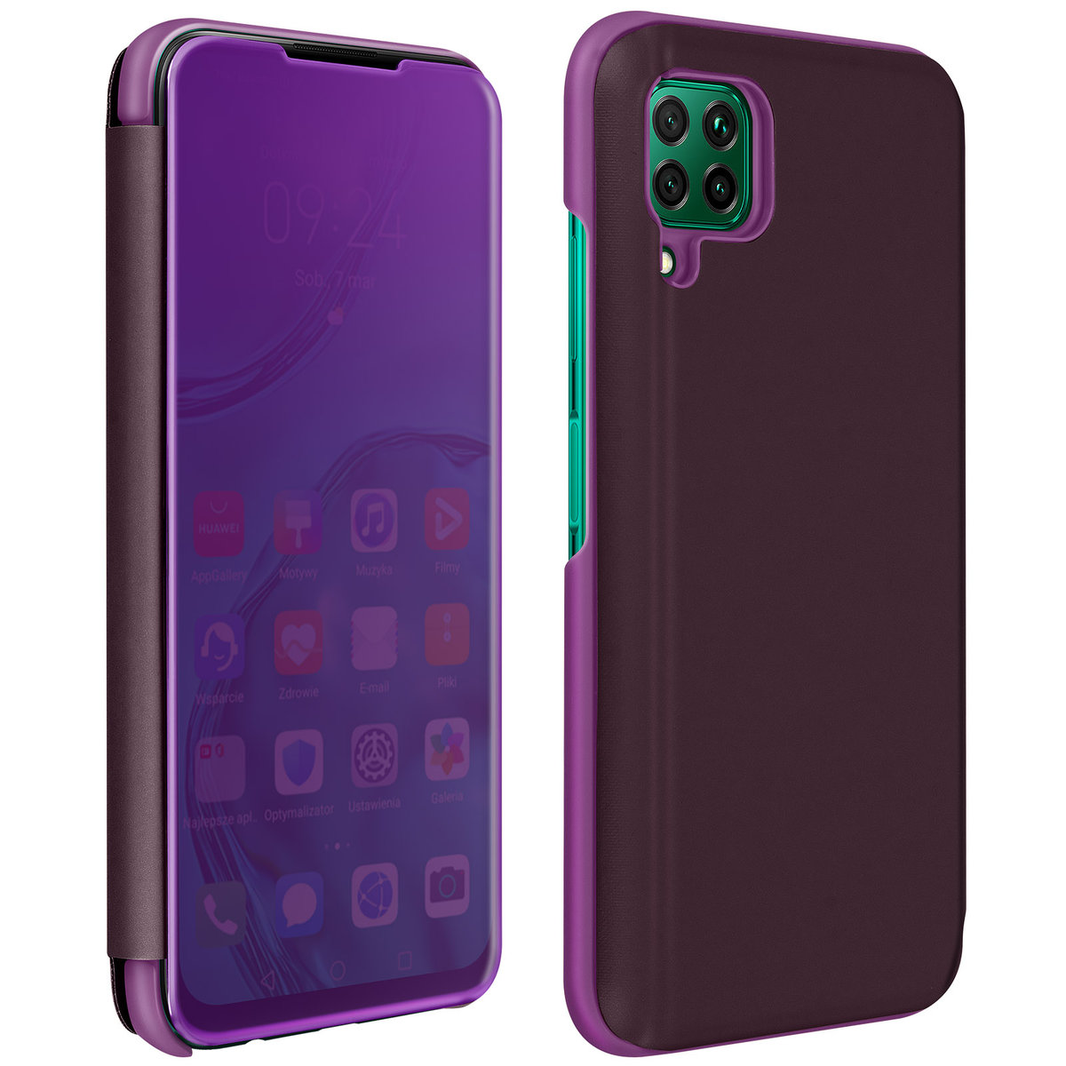 Etui z klapką, lustrzane etui do Huawei P40 Lite, stojące etui ...