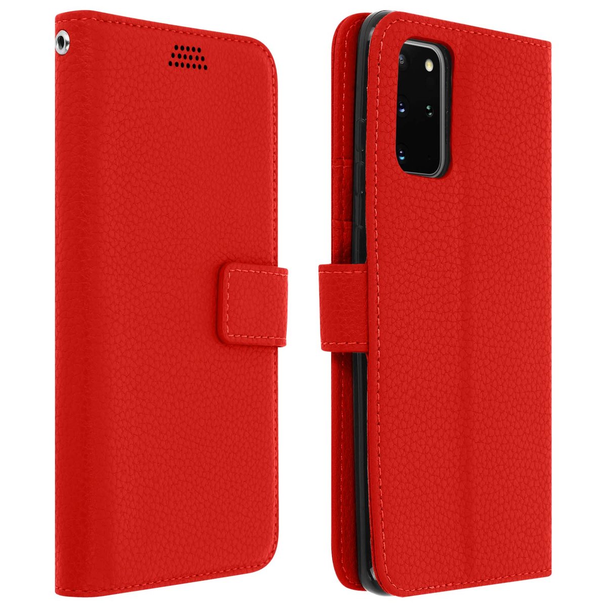Etui z klapką-portfelem, etui slim Samsung Galaxy S20 Plus, silikonowa obudowa – czerwone ...