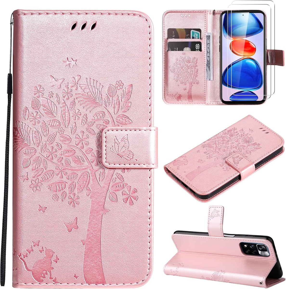 ETUI Z KLAPKĄ RÓŻOWE XIAOMI REDMI NOTE 11 PRO/PRO+ 2x SZKŁO HARTOWANE ...