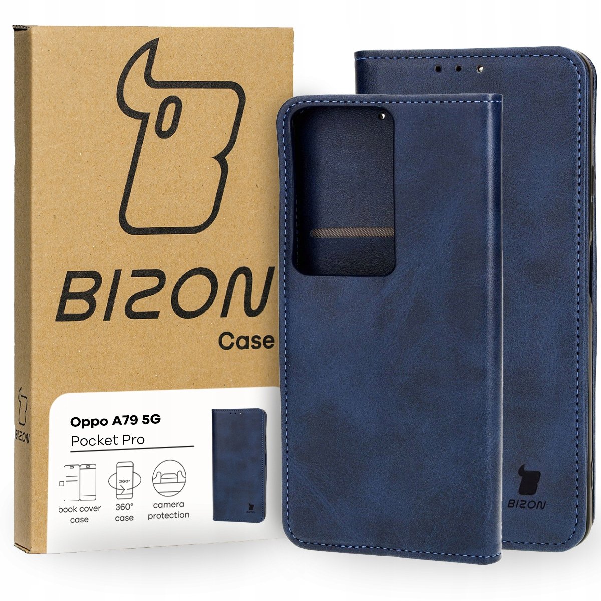 Etui ze skóry ekologicznej z klapką Bizon do Oppo A79 5G, case, obudowa ...