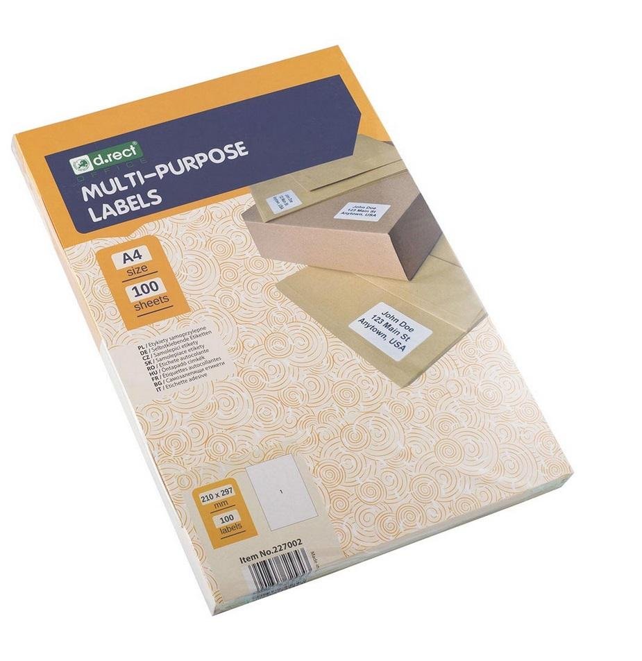 Etykieta Samoprzylepna A4/100 Arkuszy D.Rect - D.RECT | Sklep EMPIK.COM