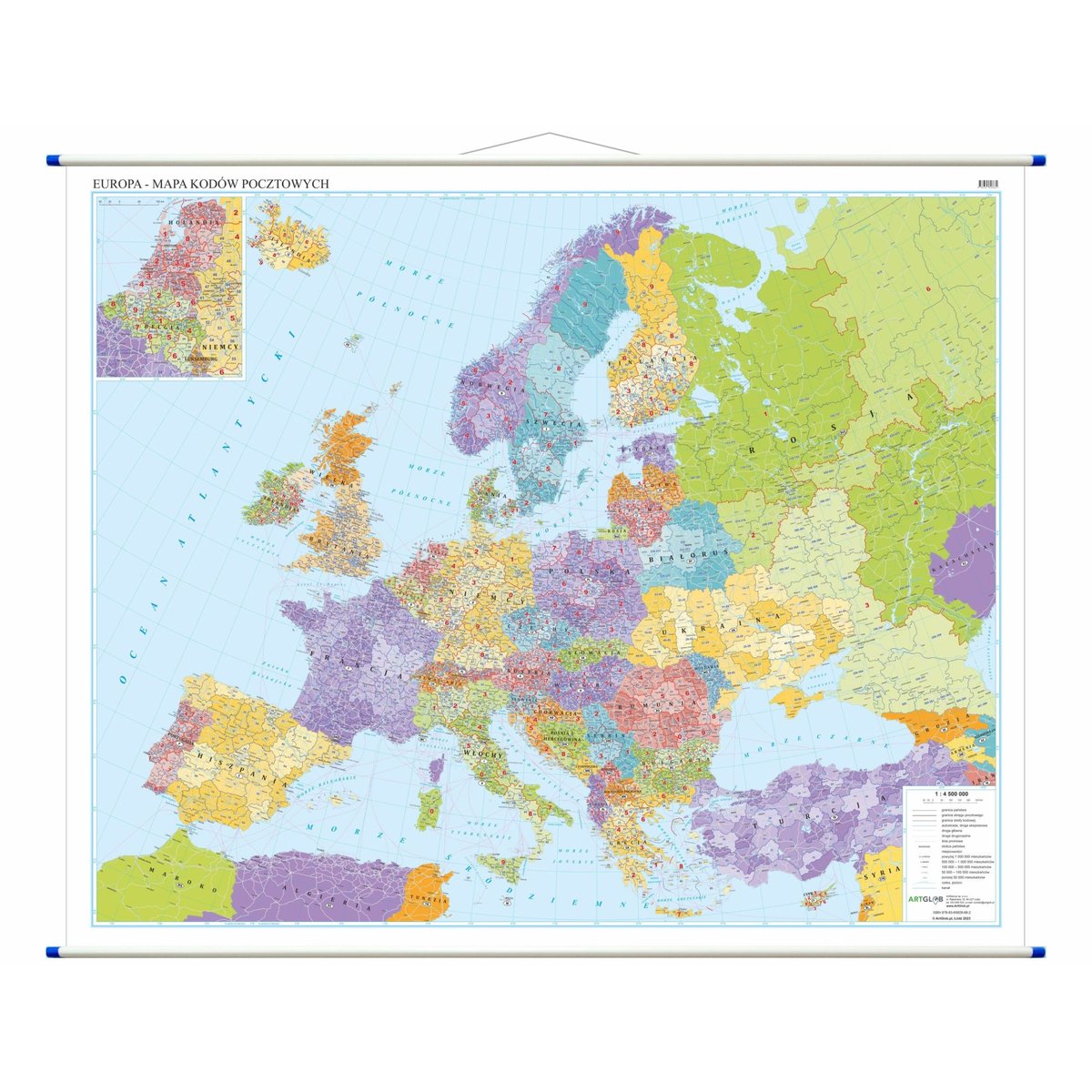 Europa. Mapa ścienna kody pocztowe 1:4 500 000 - Opracowanie zbiorowe ...
