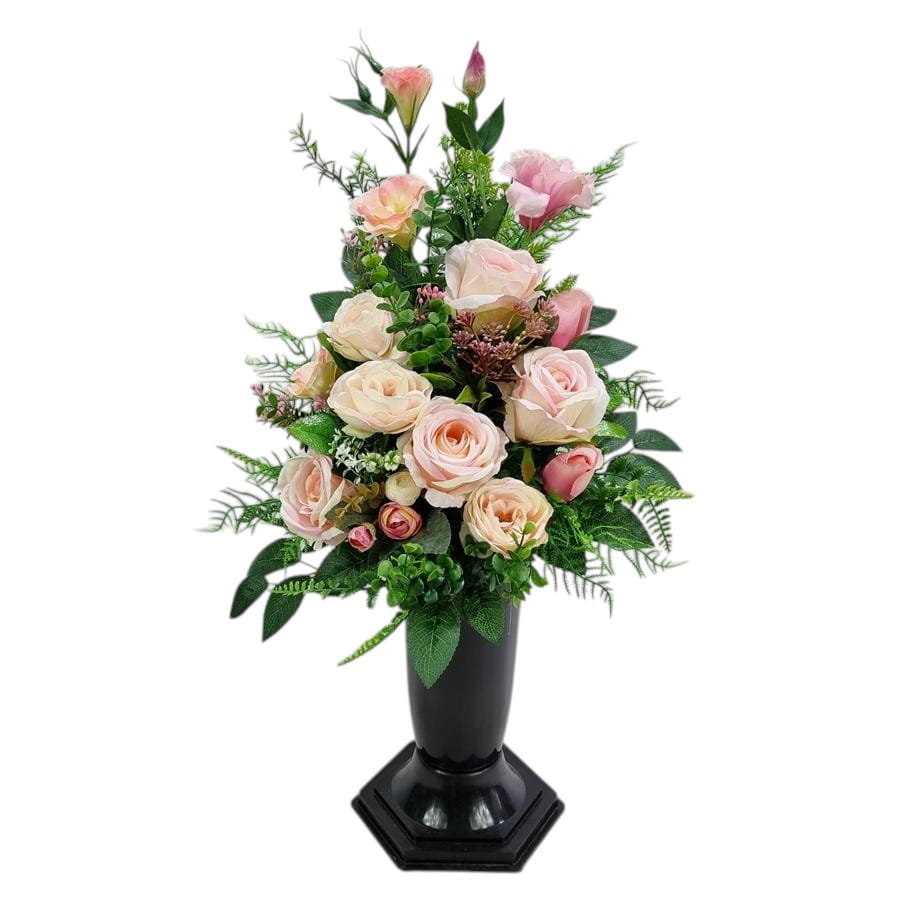 EUSTOMA RÓŻE różowe (950.3) Bukiet we wkładzie na cmentarz - Marko604 ...