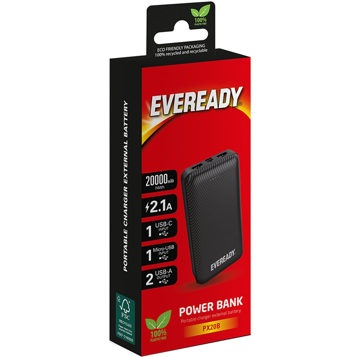 Eveready PX20B - Powerbank 20000 mAh 2x USB-A (Czarny) - Inna marka ...