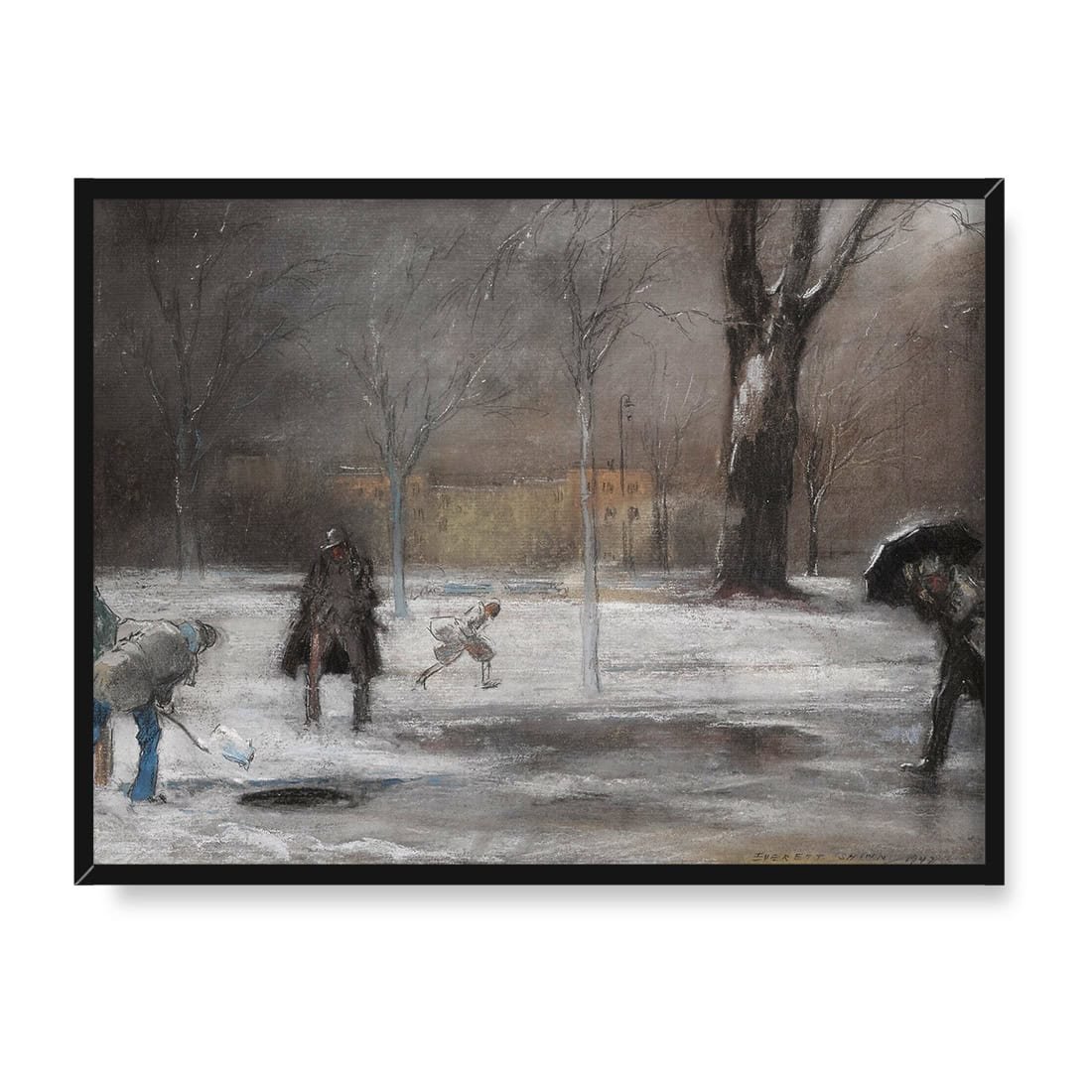 Everett Shinn Zima na Placu Waszyngtona 40×30 - ANTYKWARIAT "CZUŁA JEST ...