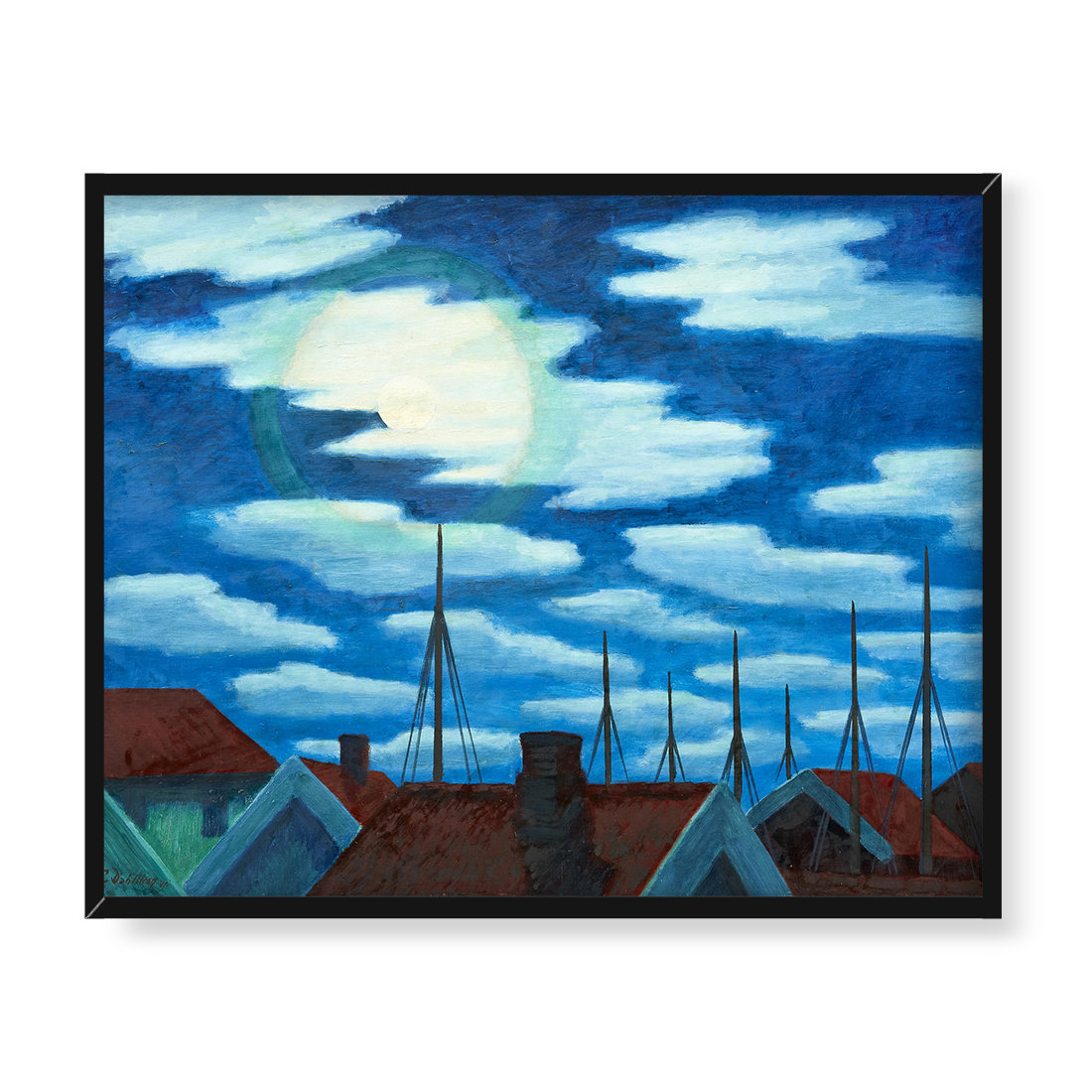 Ewald Dahlskog Blask księżyca nad dachami 50×40 - ANTYKWARIAT "CZUŁA ...