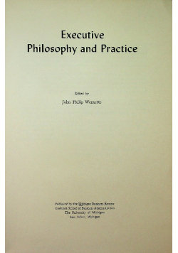 Executive Philosophy And Practice - | Książka w Empik