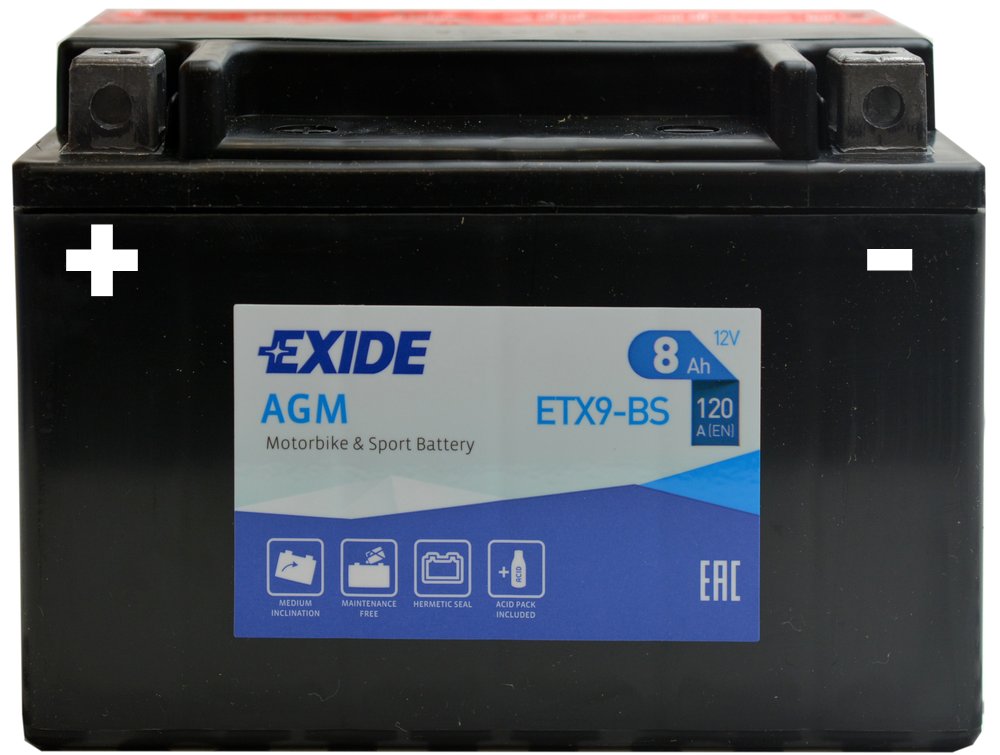 EXIDE ETX9-BS 12V 8Ah 120A L+ AGM Akumulator motocyklowy - Exide ...